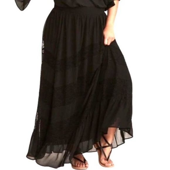 torrid | Skirts | Torrid Chiffon Lace Overlay Tiered Stretchy Lined ...